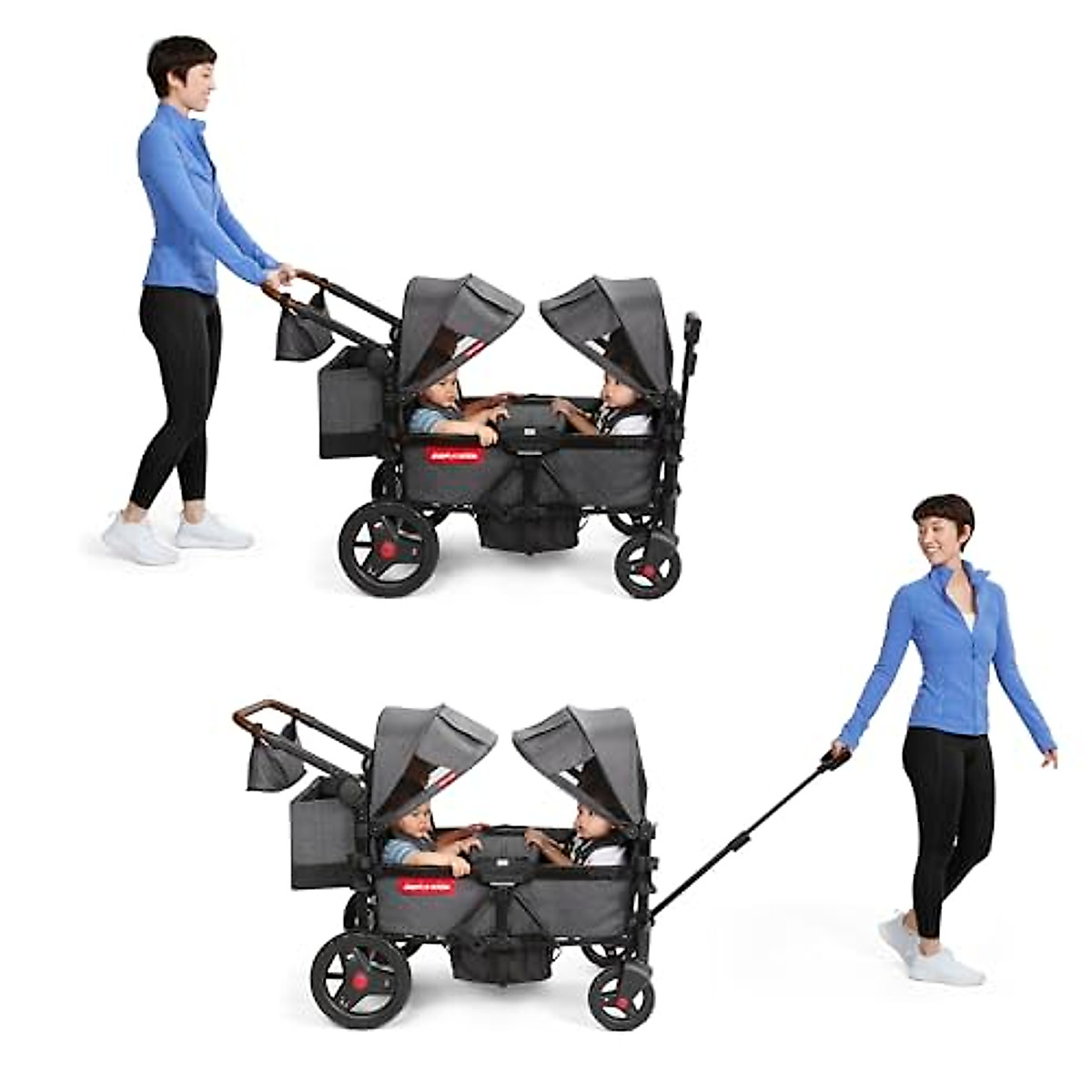 Radio Flyer Voya Stroller Wagon, 4 Seater Wagon Stroller for Kids with Low Sides, Baby Stroller Wagon, Quad Stroller