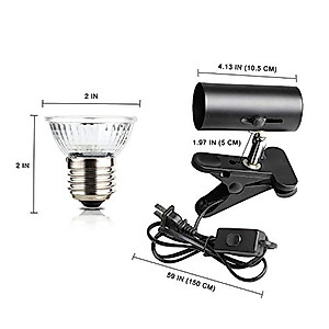 2-Pack Adjustable Reptile Clamp Heat Lamp Fixture Holder with 3-Pack 50W Sun Basking Spot Lamp Suitable for Aquarium, Reptiles,Lizard, Turtle, Snake