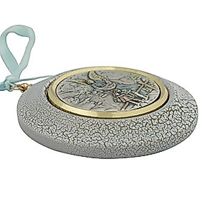 Guardian Angel Crib Medal | Great Gift for Baptism or First Communion | Wall Decor for Nursery or Child's Room | Beautiful Framed Metal Image of Angel Protecting Two Children | Made in Italy (Blue)