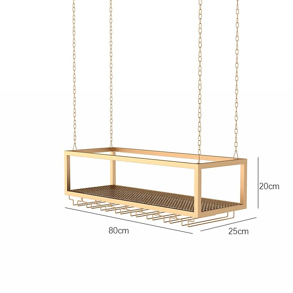 Ceiling Metal Iron Chain Wine Glass Rack, Hanging Wine Glass Holder, Adjustable Wine Rack with Glass Holder, Matte Black Stemware Rack