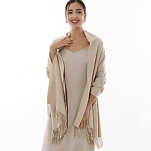 RIIQIICHY Winter Scarf for Women Beige Pashmina Shawls Wraps for Evening Dresses Large Warm Soft Scarves