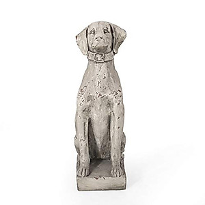 Christopher Knight Home Gomer Outdoor Dog Statue, Antique White