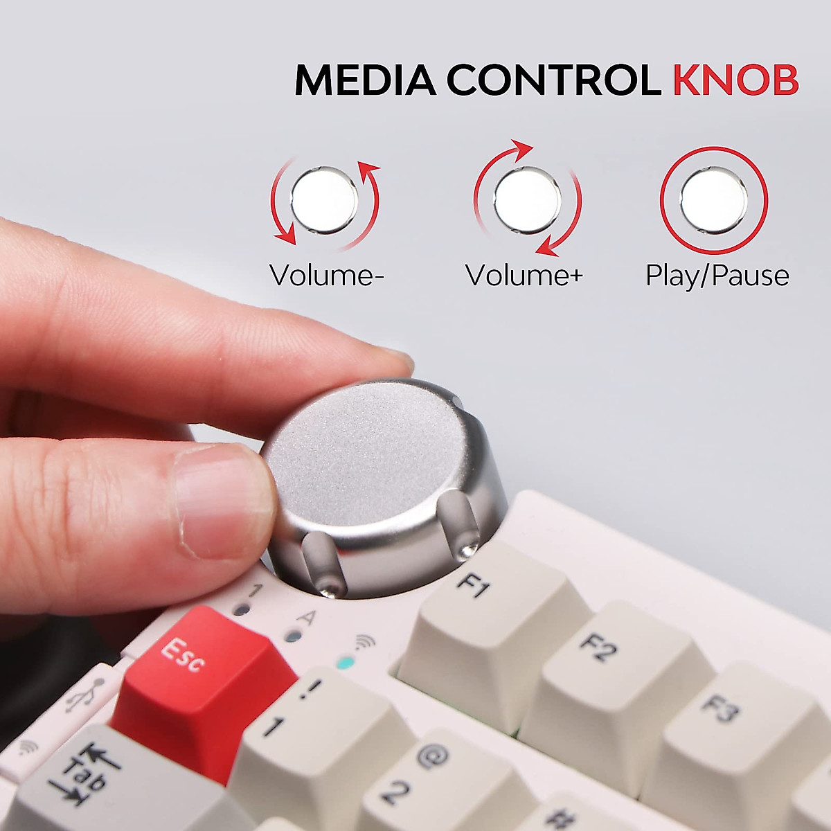 EPOMAKER CIDOO ABM098 1800 Compact VIA Gasket Mount Hot Swap Bluetooth 5.0/2.4Ghz/Type-C Mechanical Keyboard, with Poron Foam, South-Facing LEDs and Metal Knob for Mac/Win(ABM098 Matte Linear Switch)
