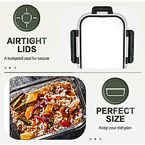 KOMUEE 10 Packs 30 oz Glass Meal Prep Continers Set with 1 & 2 Compartments, Glass Food Storage Containers with Lids, Freezer, Oven and Microwave Friendly