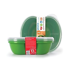 Preserve Dishwasher Safe BPA Free Sandwich Food Storage Container Made from Recycled Plastic in the USA, Set of 2, Apple Green