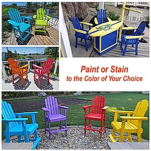 Westcharm Ready-to-Finish Balcony Tall/Counter High Adirondack Chair with Footrest for Outdoor Outside Garden - Unfinished Natural Wood