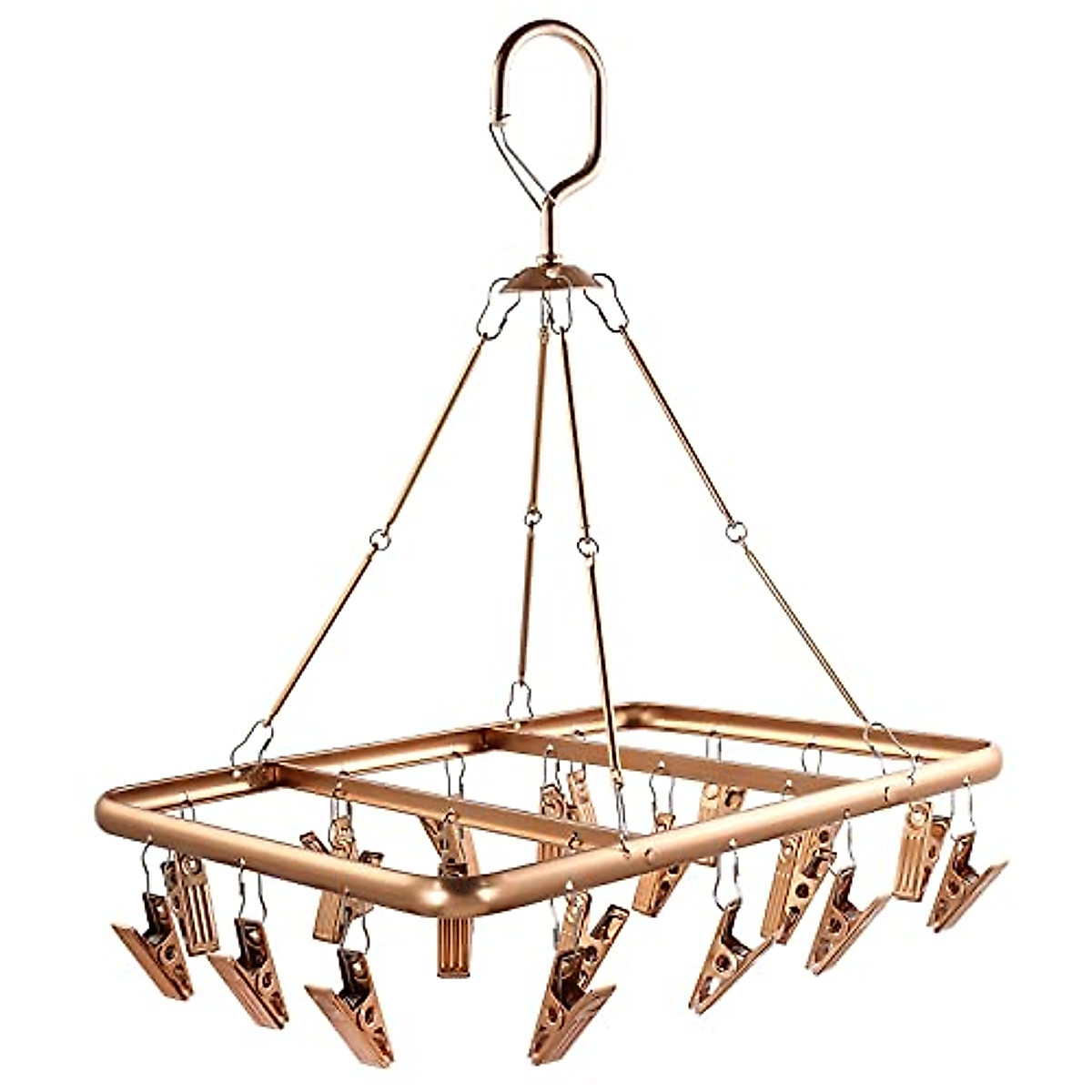 kuaguan Clothes Drying Rack Golden Clip Bra Hangers with 20 Clips Drying Clips Clothes Hangers for Drying Socks Aluminum Alloy Drying Hanger Drying Towels Underwear Bras Baby Clothes