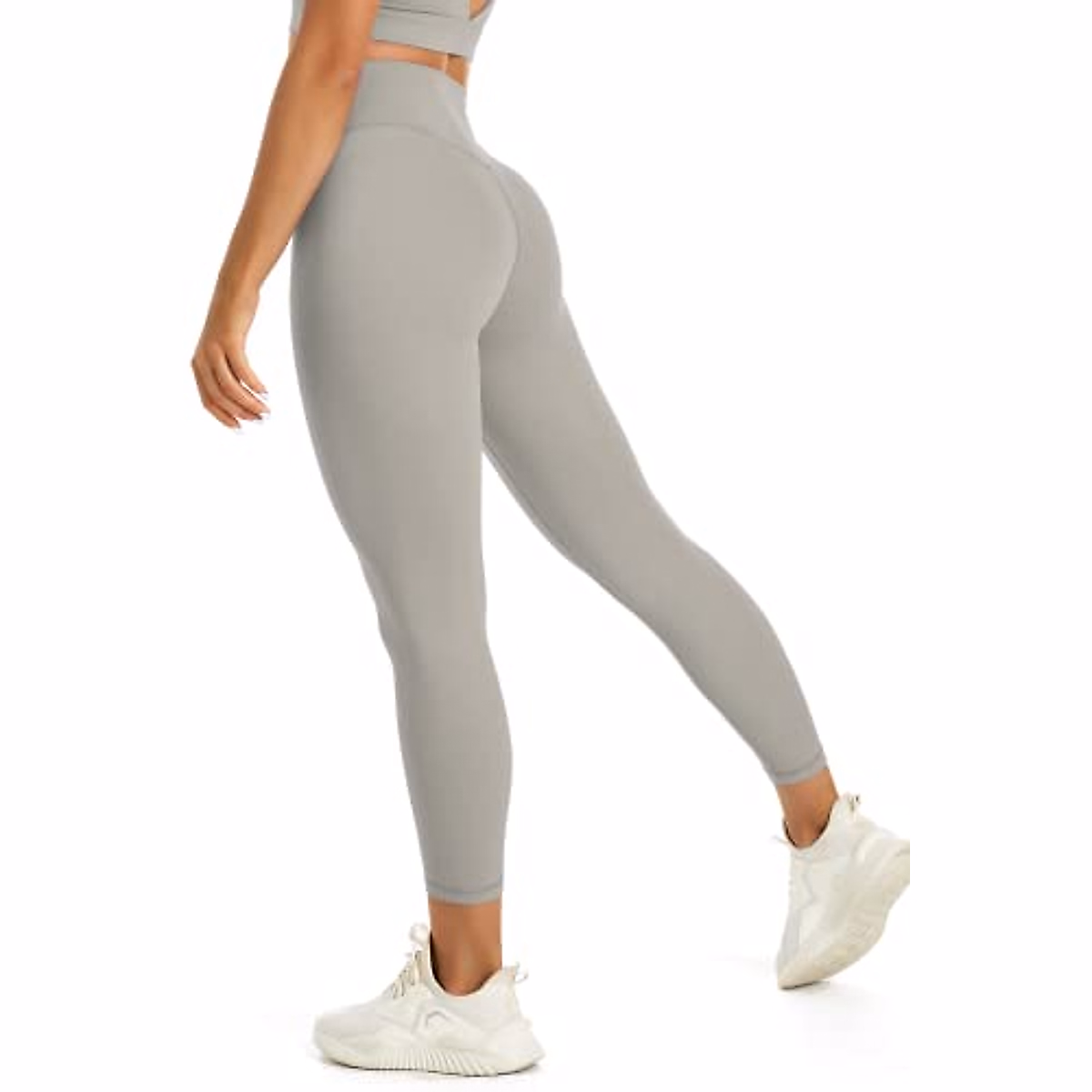 NEPOAGYM High Waisted Leggings for Women No Front Seam,Lightweight Yoga Leggings Buttery Soft 25 Inch 7/8 Length(Taupe,M)