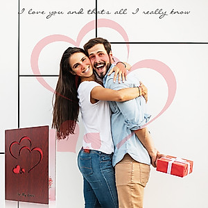 Creawoo Handmade Walnut Wood Love Greeting Card with Unique Gift Card Box The Best Valentine's Day, Anniversary Birthday Gift Idea Card for Her, Him, Wife, Husband