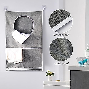 Extra Large Hanging Laundry Hamper,Oxford Fabric Washable Hanging Laundry Bag with 2 Over the Door Hooks 2 Suction Cup Hooks,Over the Door Laundry Hamper with Unique Zipper Design (XXL-GREY-1PC-R)