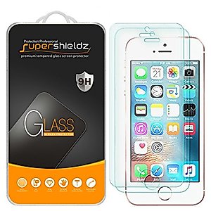 (2 Pack) Supershieldz Designed for iPhone SE (1st Gen, 2016 Edition), iPhone 5, iPhone 5S, iPhone 5C Tempered Glass Screen Protector Anti Scratch, Bubble Free