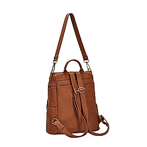 Miztique The Sienna Backpack Purse for Women, Sleek Shoulder Bag, Soft Vegan Leather - Tan