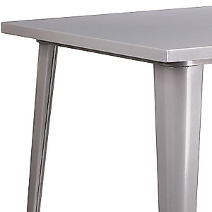 Flash Furniture Nolan Commercial Grade 31.5" Square Silver Metal Indoor-Outdoor Bar Height Table