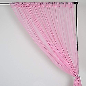 BalsaCircle 10 feet x 10 feet Pink Sheer Voile Backdrop Drapes Curtains 2 Panels 5x10 ft - Wedding Ceremony Party Home Decorations