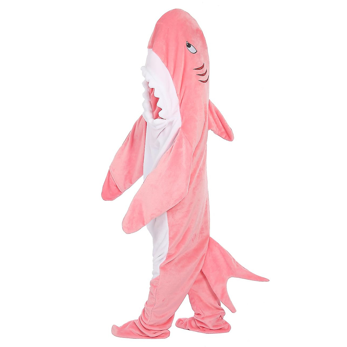 NAFLEAP Wearable Blanket Hoodie kids Shark Dinosaur Onesie Costume Gifts for Girls, Shark pink, 140