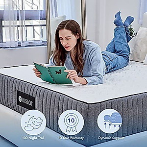 KISLOT KS 10 Inch King Memory Foam Mattress - Cooling Top Cover and Cooling Gel Infused Memory Foam for Cool Sleep & Pressure Relief – Fiberglass Free