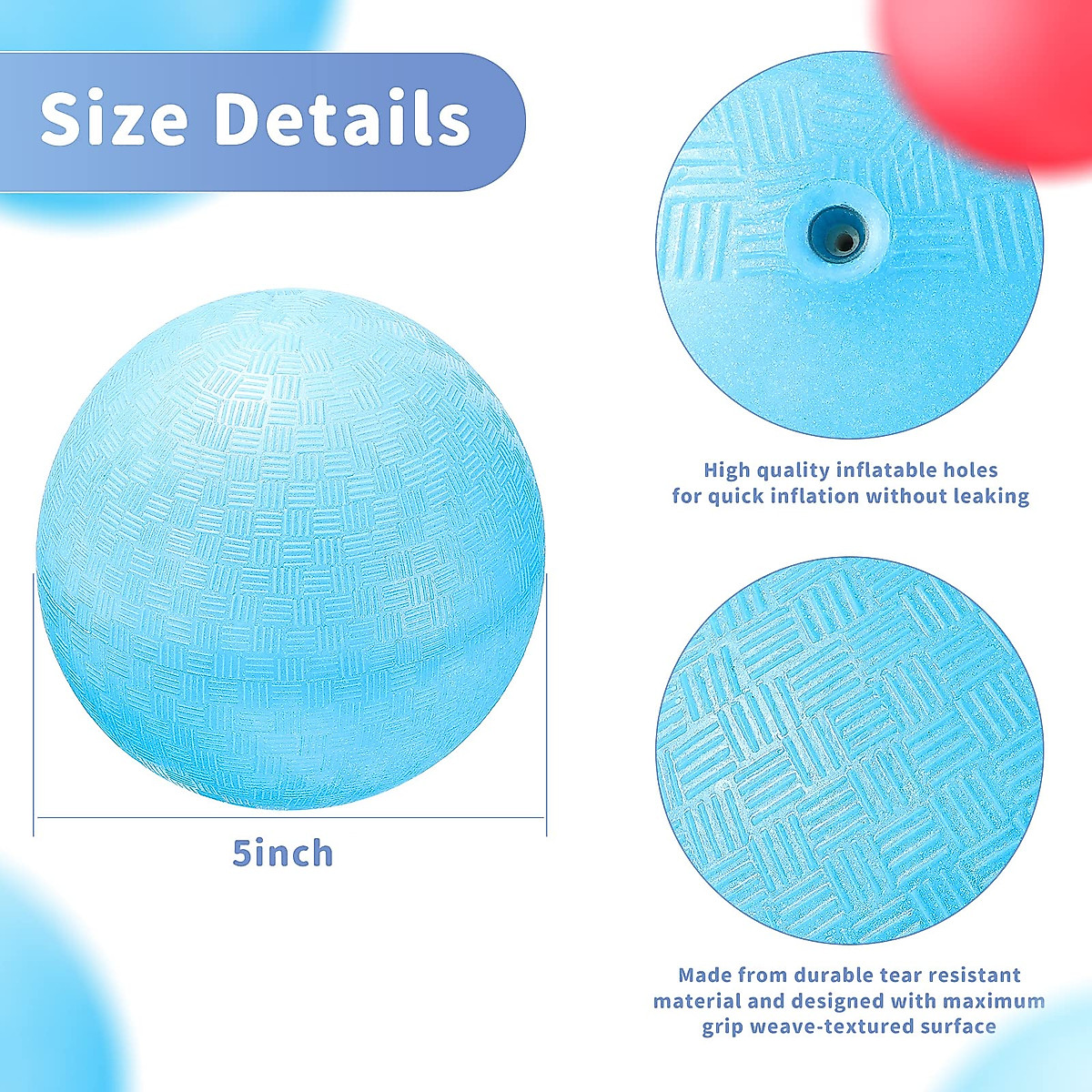 Civaner 2 Pack of 5 Inch PVC Made Dodgeball Balls, Red Blue, Suitable for Kids Outdoor Play, Exercise, Yoga