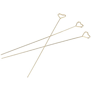 JEUIHAU 100 PCS 13.4 Inch Metal Floral Place Card Holder Picks, Metal Wire Floral Place Card Holder, Wire Heart Card Holder Heart Wire Photo Holder for Wedding, Birthday, Party