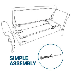 Yaheetech Fabric Modern Tufted Large Storage Bench with Rolled Arms Cushioned Storage Bench Entryway Bench Functional Storage Bench Footstool Foot Rest for Living Room Bedroom Window Side Dark Gray
