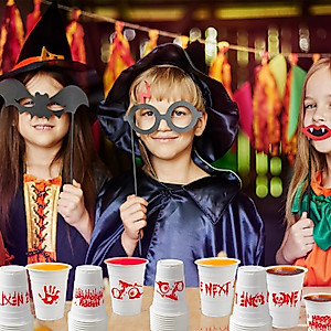 50Pcs Halloween Solo Cups for Party Decorations, 16 Oz Halloween Plastic Disposable Cups with Scary Bloody Hands Print for Kids Adults Halloween Party Supplies Favors