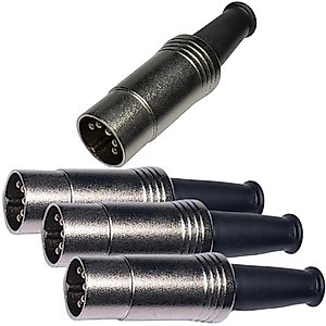 CESS Metal Body 5 Pin DIN Male Plug MIDI Cable Connector Soldering (4 Pack)