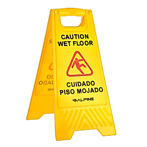 Alpine Wet Floor Signs 3 Pack - 24 Inch Caution Wet Floor Sign, High Visibility Yellow Slippery When Wet Sign - Bilingual Safety Warning Sign to Easily Avoid Slippery Accidents in High Traffic Areas