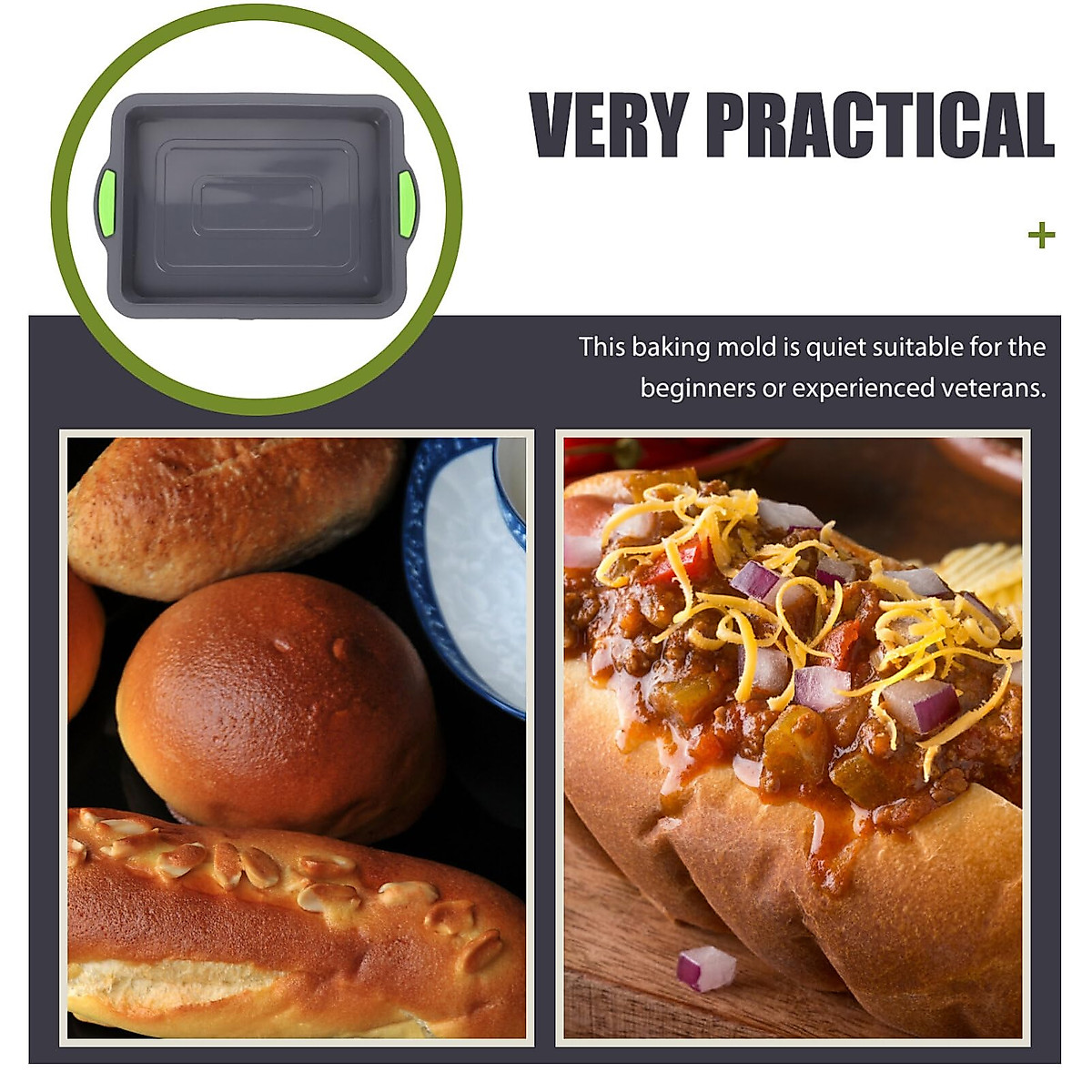 BESTonZON Silicone Baking Pans Baking Sheet Brownie Pan Rectangular Cake Pan Silicone Cake Molds Nonstick Bakeware Cookie Sheets Cake Pan - Grey