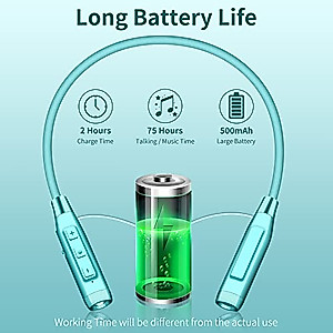 ELOVEN Neckband Wireless Headphones Earbuds Bluetooth 5.2 Earphone with Built-in Mic Flashlight Noise Cancelling 75Hrs Playtime for Sports Running in-Ear Headset for iPhone 14 Pro Max Android Blue