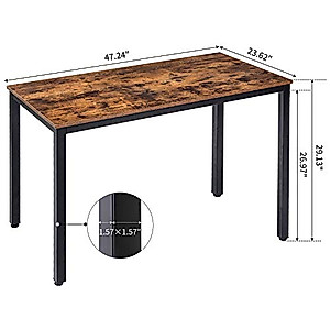 IBUYKE Computer Desk, 47" Home Office Writing Study Desk, Industrial Bar Table, Dinning Table, Simple Small Table with Thicker Tabletop, Metal Frame TMJ016H