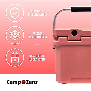 CAMP-ZERO 10L-10.6 Quart Portable Hard Cooler Ice Chest, Perfect for Drinks, Lunch, Beach, Picnics, Boating, Camping and Travel with 2 Molded-in Cup Holders and Folding Aluminum Handle