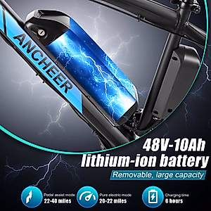 ANCHEER 350/500W Electric Bike 27.5'' Adults Electric Commuter Bike/Electric Mountain Bike, 36/48V Ebike with Removable 10/10.4Ah Battery, Professional 21/24 Speed Gears