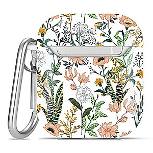 AirPods Case Flower, Olytop Cute Hard Ladybugs Women Apple Airpods 2 & 1 Cover Case Protective Shockproof iPods Cover Skin Girls with Keychain for Apple 2nd 1st Gen - Flower/Cactus