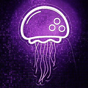 Jellyfish Neon Signs for Wall Decor Light Up Personalized for Bedroom, Bar, Birthday, Holiday Party, Wedding. USB Powered 3D Art Creative Purple Light LED with Dimmer Switch