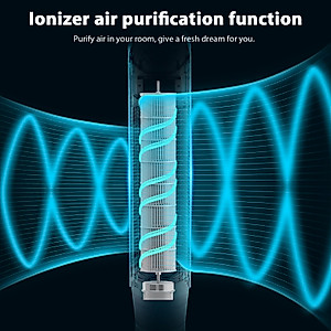 Antarctic Star Tower Fan 360°Oscillating Fan Quiet Cooling 24H Timer Remote Control Powerful Standing 8 Wind Speed 3 Wind Modes Ionizer Bladeless Portable LED Display,Bedroom Office 47-Inch black
