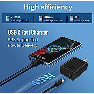 45W USB C Charger,Samsung Super Fast Charging Wall Charger for Samsung S23 Ultra/S23/S23+/S22 Ultra/S22+/Z Fold 4/Z Fold 3 ，Galaxy Tab,S23 Ultra Type C Charger Fast Charging Block & 5FT Cable,2 Pack