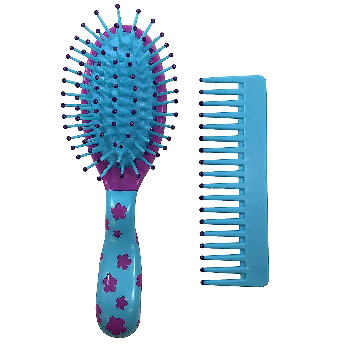 Scunci 2-Piece Girl Set Cushion Brush and Comb in Assorted Colors (1-Pack)