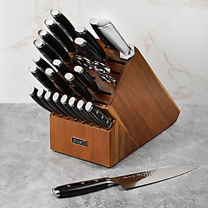 Enso Knife Set - Made in Japan - HD Series - VG10 Hammered Damascus Japanese Stainless Steel with Acacia Knife Block - 25 Piece