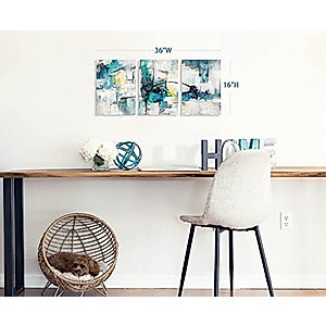 Teal Blue Wall Art Gray Black Turquoise Wall Décor for Living Room Modern Abstract Canvas Painting for Bathroom Bedroom Kitchen Dining Room Office Decor Home Decorations NON-Handmade NON-3D 36''x16''