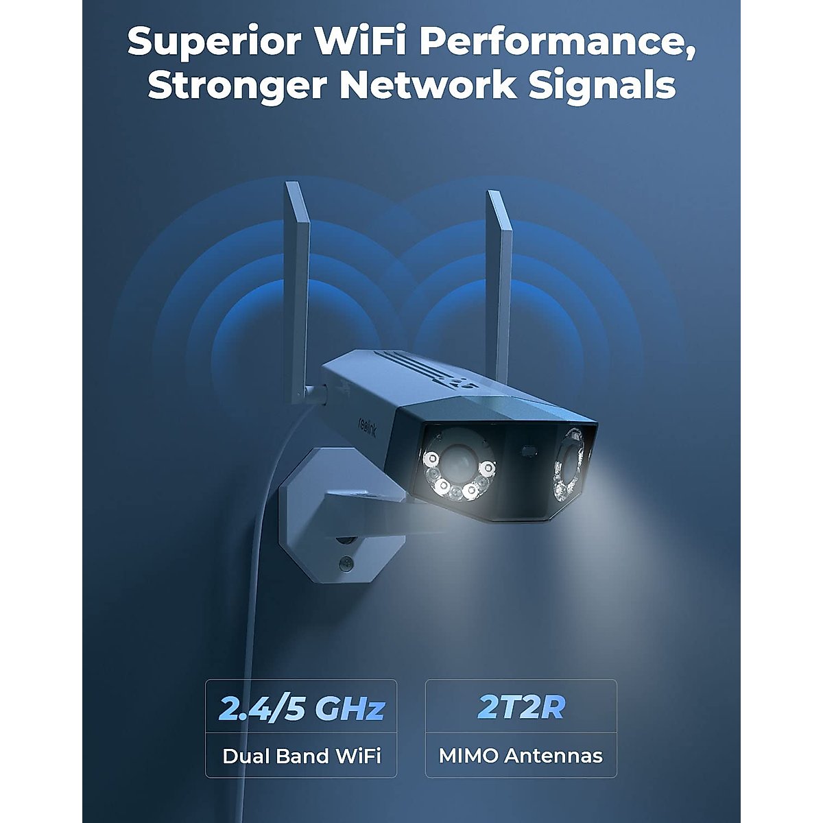 REOLINK Duo WiFi - 2K 4MP Outdoor WiFi Cameras for Home Security, Ultra-Wide Angle Security Camera, Color Night Vision, Person/Vehicle Detection, 2.4/5 GHz WiFi, Two-Way Audio, IP66 Waterproof