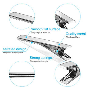 PHSZZ 70 Pcs Alligator Hair Clips, 3 Sizes Oversized Metal Silver Hair Bow Clips Single Prong Hairdressing Salon Hair Grip DIY Accessories Hairpins for Women Bows Making Crafts (3.9-2.2-1.8 inch)