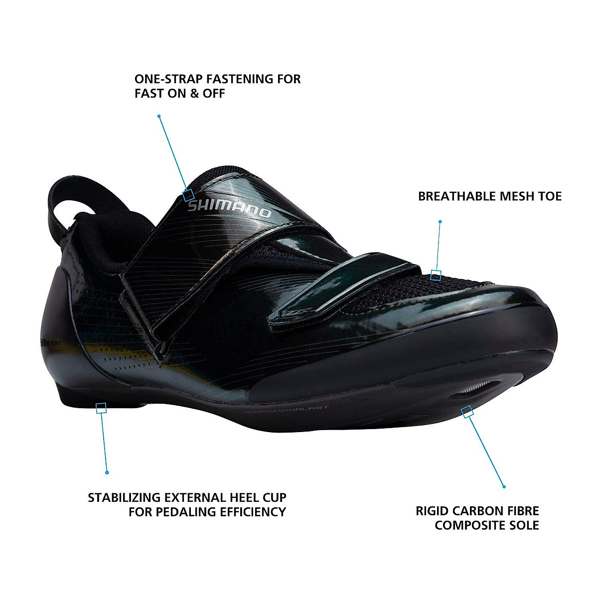 SHIMANO SH-TR901 Pro Triathlon Racing Shoe Dedicated to Speed and Efficiency, Black Pearl, 12-12.5 Men (EU 48)