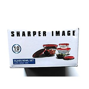 Sharper Image 10 pieces glass bowl set with color lids