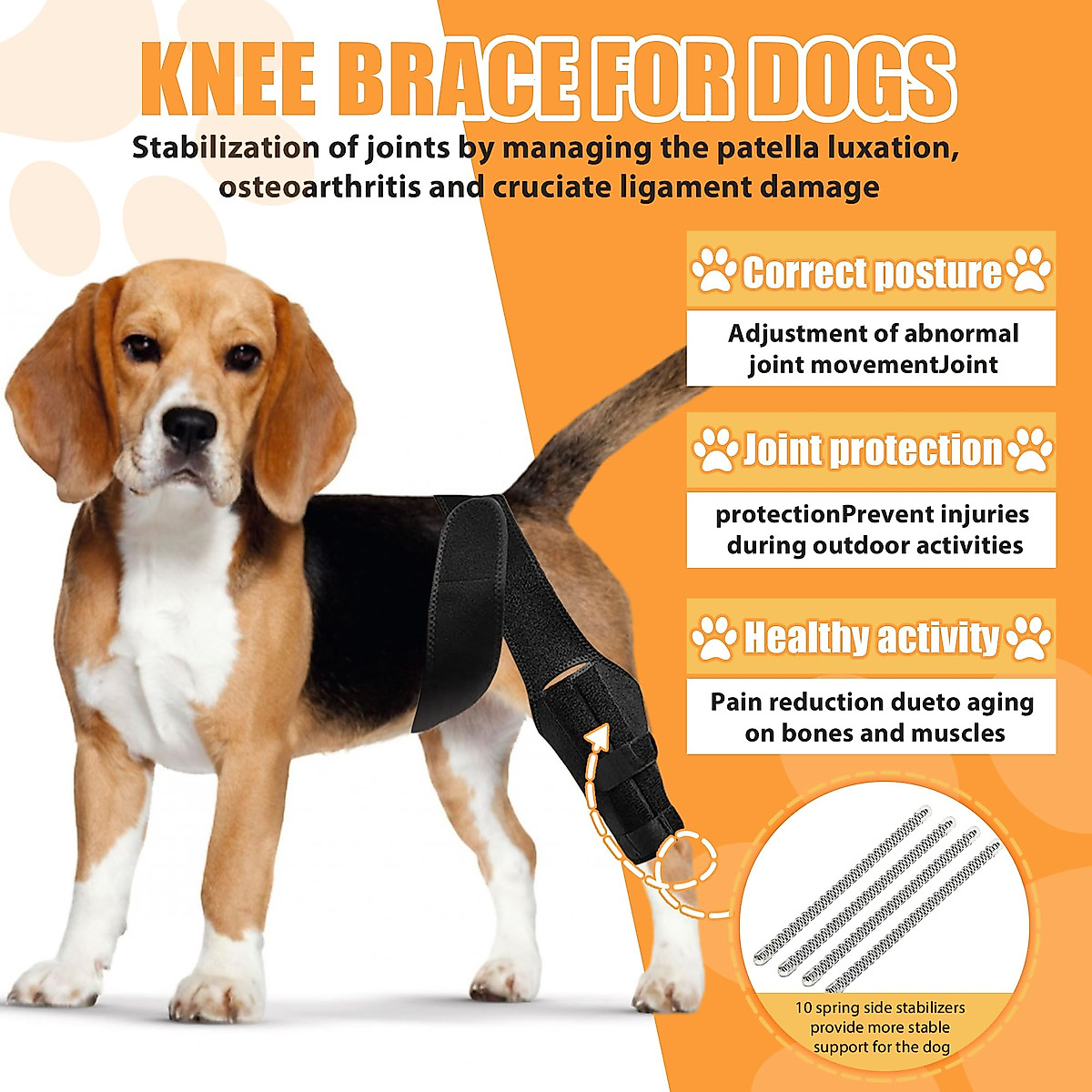 tisueteyi Dog Leg Braces for Front and Back Torn ACL Hind Leg, Rear Leg Joint Care Injury Support for Dogs Luxating Patella, Dog Arthritis, Hip Dysplasia, Adjustable Dog Acl Brace Size M