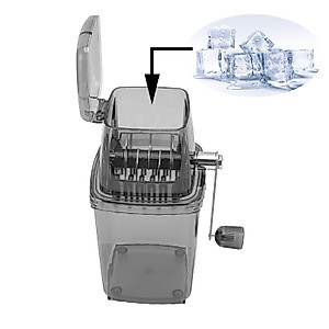 Tuzoo Hand Crank Operated Ice Crusher, Ice Shaver with Stainless Steel Blades, Manual Hand Crank Operated Ice Breaker for Fast Coarse, Shaved or Fine Chips Snow Cones or Slushies(Gray)