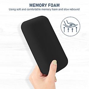 Leolee Elbow Rest Pads for Desk, Black Ergonomic Arm Rest Pads with Memory Foam & Non-Slip Base, Armrest Cushion Support Pad Relieve Elbow and Wrist Pain for Computer, Office, 2 Packs