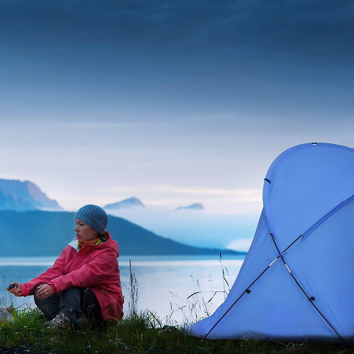 Easiest Beach Tent, Sun Shade Canopy 'Venus': Provide UV Protection for Your Family. Waterproof Shelters For Rain & Pacific Breeze, Easy Up Canopies, Sports Cabana Tents, Roadtrip Sunshade Shack. Blue