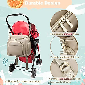 Leather Diaper Bag Backpack with Changing Pad - Multi-Function Large Capacity Baby Bag with Adjustable Shoulder Strap & Stroller Straps