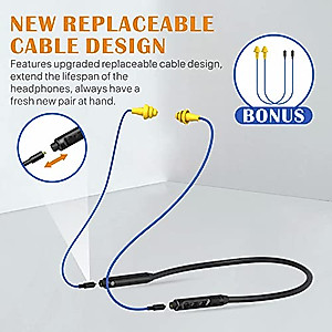 MIPEACE Bluetooth Earplug Headphones for Work, Neckband Ear Protection Bluetooth earplugs Work earbuds-29db Noise Reduction Safety Headphones with Replacement Buds,19+Hour Battery for Lawn Mowing DIY
