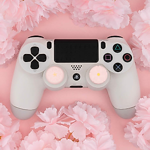 GeekShare Sweet Sakura Theme Thumb Grip Caps Soft Silicone Joystick Cover, 4PICS (PS4/PS5/NS Pro)