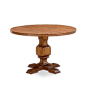East West Furniture IR3-0N-TP Irving Kitchen Dining Round Wooden Table Top with Pedestal Base, 48x48 Inch, Sandblasting Antique Walnut